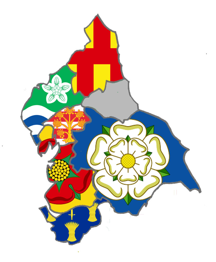 England [North] County Flag Map | British County Flags