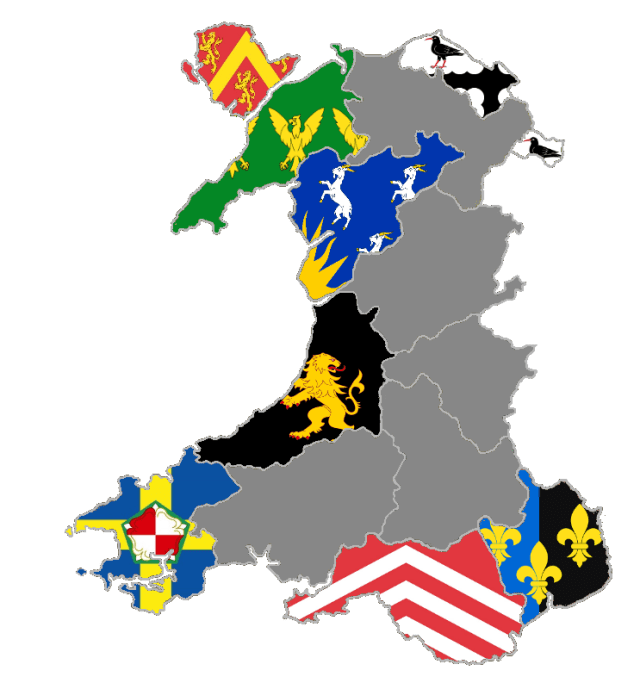 Wales County Flag Map March 27th 2017 | British County Flags